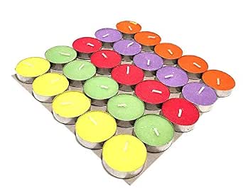 Bella Toes Wax Tealight Multicolor Candles (Set of 100, Unscented), 2.5 ...