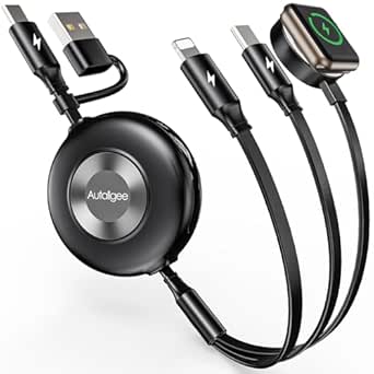 Amazon.com: Retractable Multi Charging Charger for Apple Watch, 3 in 2 Charger Cord, Retractable ...