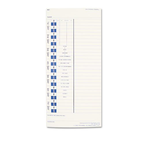 Amazon.com : Pyramid 3510010 Time Cards f/Time Recorder 100/PK Black ...