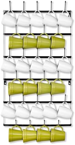 Amazon.com - Wall Mounted Coffee Mug Rack - Large Rustic Black Iron ...