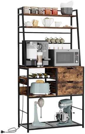 Amazon.com: EdartHouse Bakers Rack with Power Outlet, 32 Inch Coffee ...