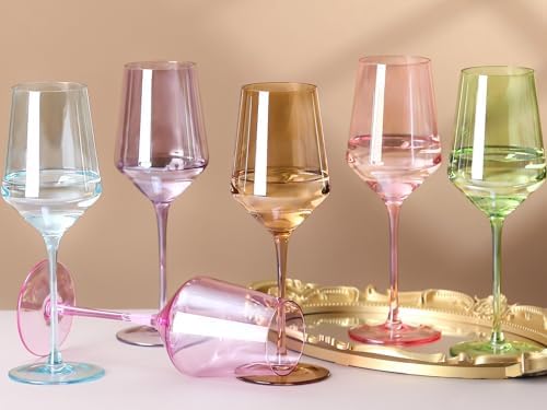 Amazon.com | Khen Handblown Colored Two-Toned Crystal Pastel Wine ...