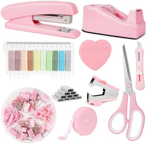 DaizySight Pink Office Supplies and Accessories Kit, Stapler and Tape ...