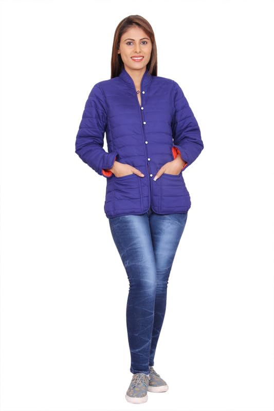 Buy Rapsodia Women Solid Reversible Winterwear Jacket- Blue and Orange ...