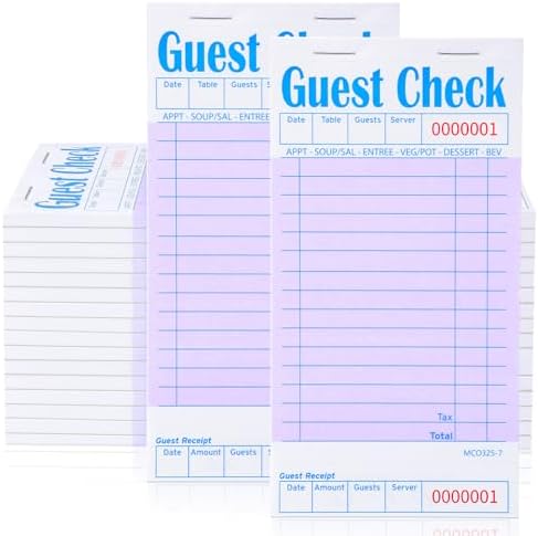 Amazon.com: 100 Pack Guest Check Book for Servers Bulk, Waitress ...
