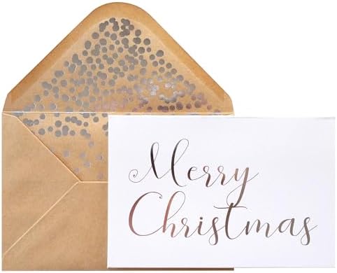 Amazon.com : Silver Christmas Cards - 50 Pack White Merry Christmas ...