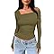 Darong Women's One Off Shoulder Long Sleeve Tops Ruched Going Out Crop ...