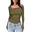 Darong Women's One Off Shoulder Long Sleeve Tops Ruched Going Out Crop ...