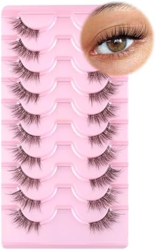 Amazon.com: Half Lashes Natural False Eyelashes Wispy Lashes 3D Volume ...