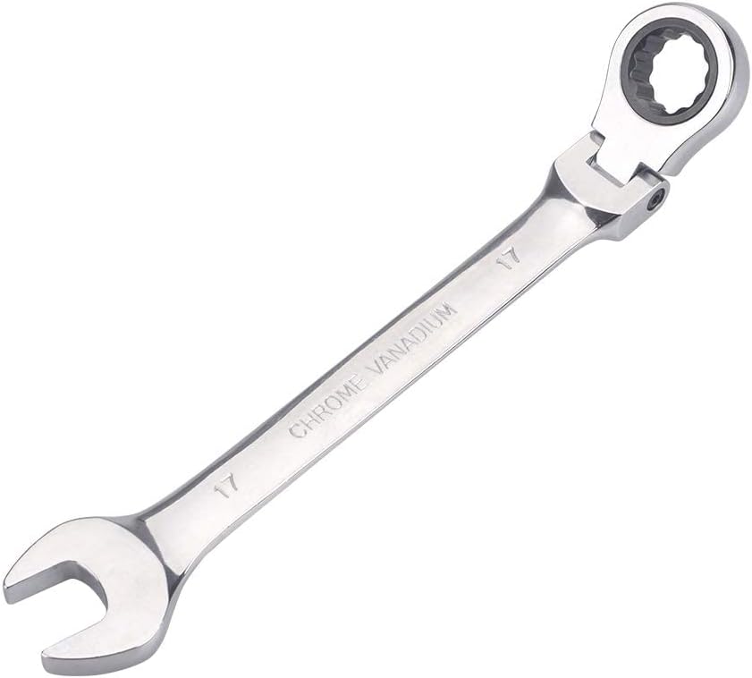 17mm Metric Flex-Head Ratchet Wrench,Box End Head 72-Tooth Ratcheting ...