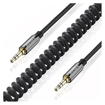 AJOHBM 3.5mm Stereo Gold Plated Elastic Coiled Spring Audio Aux ...
