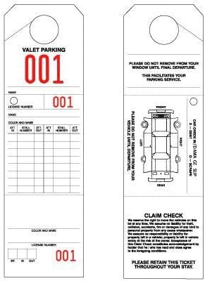 Amazon.com : 1000 Tags. 3-Part Valet Parking Tags with car Diagram ...