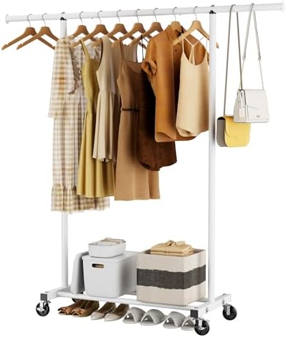 Amazon.com: HYSEYY Portable Clothing Clothes Garment Rack Wheels,46.5 ...
