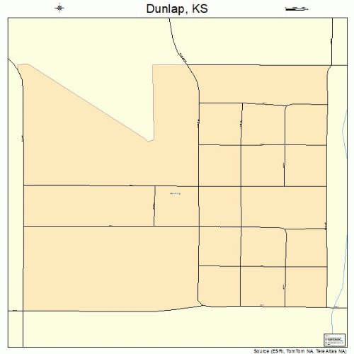 Large Street & Road Map of Dunlap, Kansas KS - Printed poster size wall ...