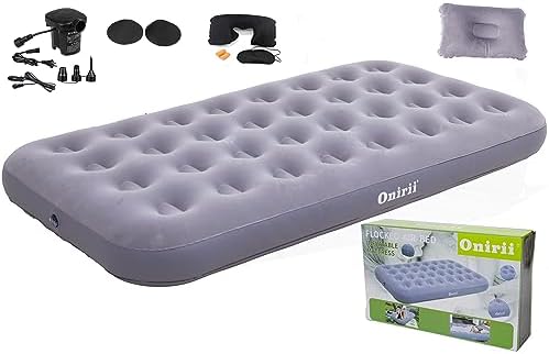 Amazon.com: Onirii Twin Size Single Camping Air Mattress Bed,Inflatable Mattress,75"x 39"x 8.7 ...