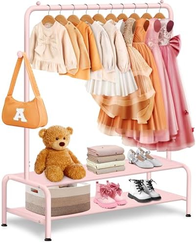 Amazon.com: WOOD&ROOM Wardrobe Dress up Rack Child Garment Rack Kids ...