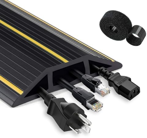 3 Cord Channels Cable Protector, 6 Ft (1.8 M) Floor Cable Cover with ...