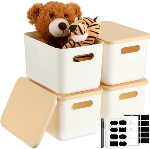 Amazon.com - acDesign 3Pcs Plastic Storage Bins with Bamboo Lids ...