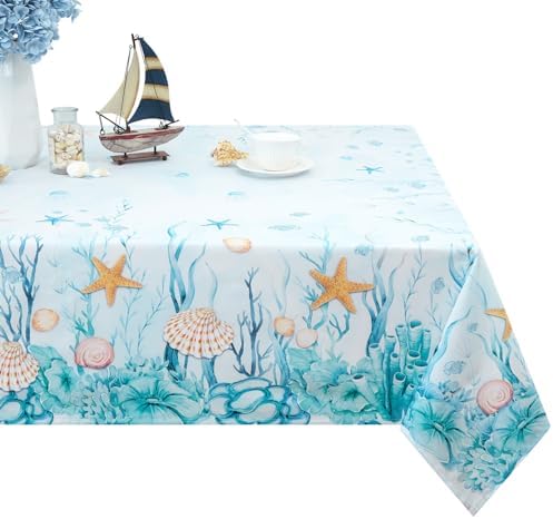 Amazon.com: AnyDesign Under The Sea Tablecloth Watercolor Beach Coral ...