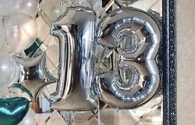 Sky Shot Made in India 16” Inch 13 Year Silver Foil Balloon / 13 Number ...
