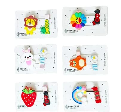 Set of 3 pc random Kids Hair Clips Rubber for Baby Girls Toddlers With ...
