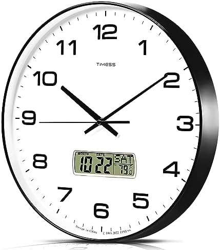 Amazon.com: TIMESS Wall Clock, 14" Large Dial Non-Ticking Silent ...
