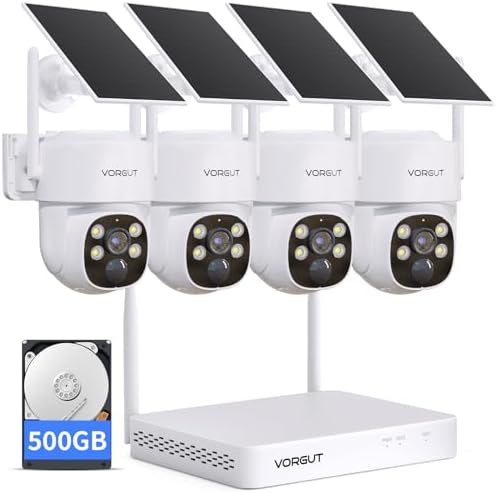 Amazon.com : VORGUT Solar Security Camera System Wireless Outdoor, 4pcs ...