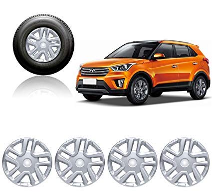 Cranzo Car Wheel Cap Silver Set of 4 Pieces For Hyundai Creta : Amazon ...