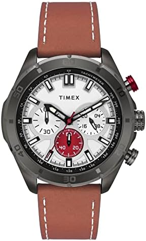 TIMEX Analog Watch for Man with Silver Round Dial & Brown Leather Strap Band Water Resistant Men ...