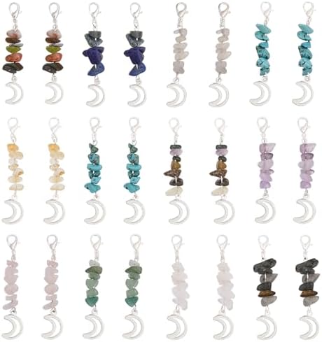 Amazon.com: CHGCRAFT 24Pcs 2 Set 12Styles Gemstone Chips Pendants Zinc ...
