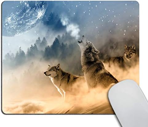 Amazon.com: Smooffly Gaming Mouse Pad Custom,The Wolf and The Moon ...