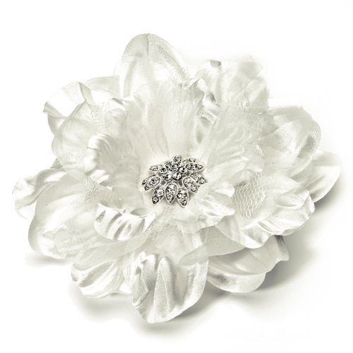 Amazon.com : USABride Silk Flower Bridal Hair Piece with Rhinestone ...