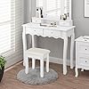 WOLTU Dressing Table Stool, White Padded Vanity Stool, Make-up Chair ...