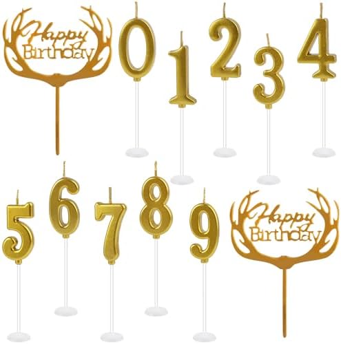Ezydka Birthday Candles Numbers 12pcs Number Candles Set 0-9 Birthday ...