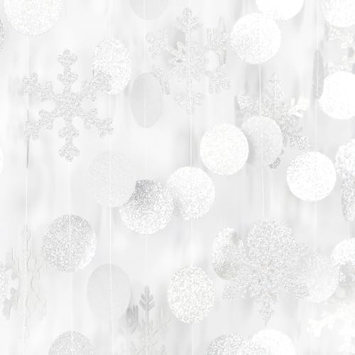Amazon.com: Snowflake Snow White-Silver Christmas Party-Decorations ...