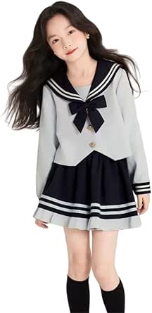 Amazon | [EDREES] 子供服 女の子 制服セット ガールズ キッズ シャツ セットアップ トップス プリーツスカート リボン JK 2点セット チェックスカート キッズJK長袖 ...