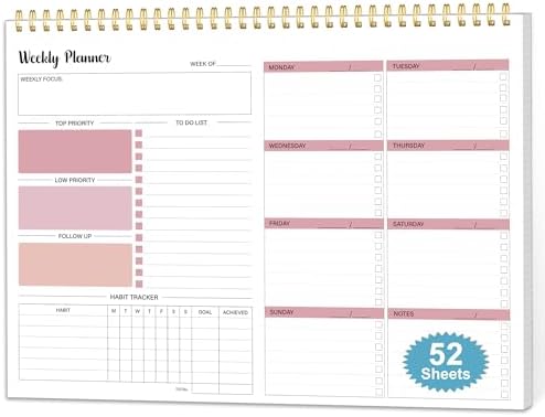 Undated Weekly Planner, Goals, Shopping, To Do List, Horizontal Desk ...