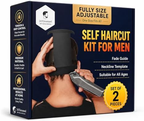 Amazon.com : 247 Groomed Self Haircut Kit for Men | 2Pcs SelfCut Guide ...