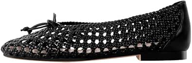 Amazon.com | Richealnana Women's Braided Ballet Pumps Slip On Bow Flat ...