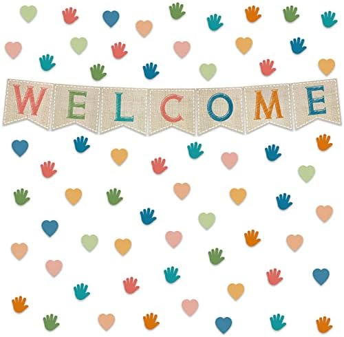 Amazon.com: 57pcs Boho Rainbow Welcome Banner Welcome Bulletin Board ...