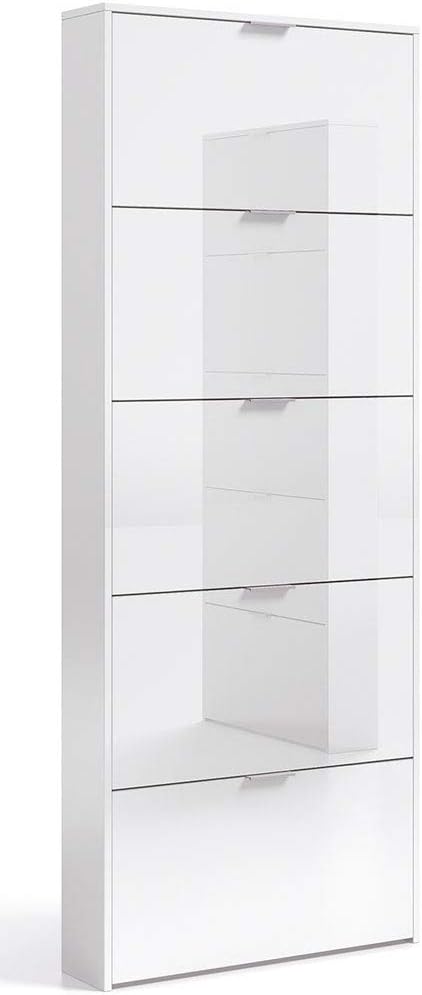 HOMCOM Armoire à Chaussures Meuble à Chaussures Design Contemporain 5 ...