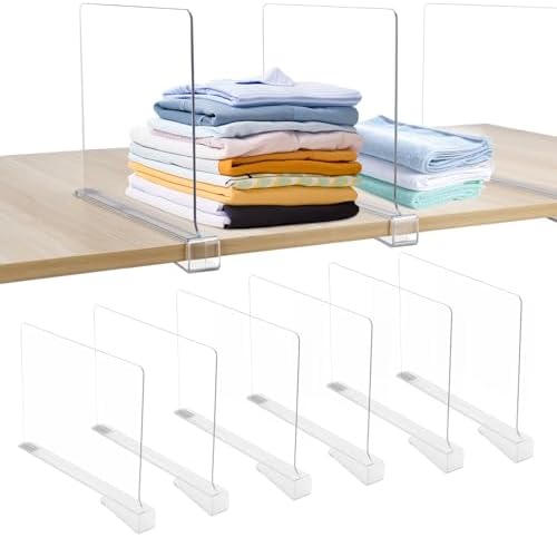Cong.Lai Pack of 6 Transparent Acrylic Shelf Dividers: Multifunctional ...