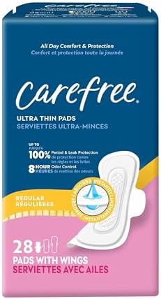 Amazon.com: Carefree Ultra Thin Pads for Women, Regular Pads with Wings ...