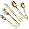 Amazon.com | Briout Gold Silverware Set, 20 Piece Golden Cutlery Set ...