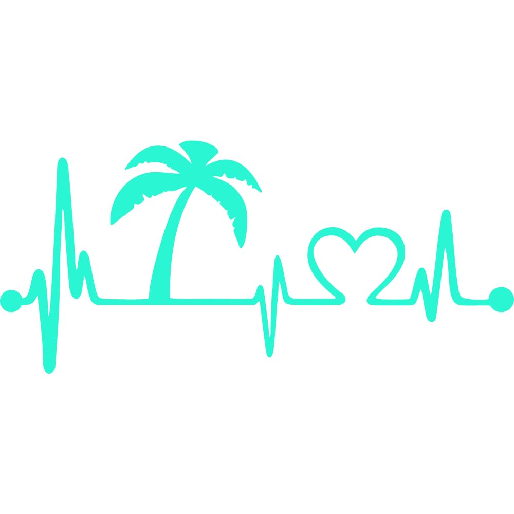 Amazon.com: Cartat2s Beach Heartbeat Vinyl Decal | 7.5" X 3.5" Mint ...