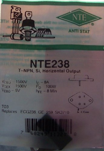 NTE ELECTRONICS NTE238 BIPOLAR TRANSISTOR, NPN, 750V, TO-3: Amazon.com: Industrial & Scientific