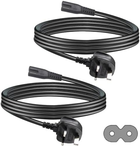 KC cable 3M Figure 8 Power Lead, 2-pack 2-Pin IEC C7 Universal 3-Pin UK ...