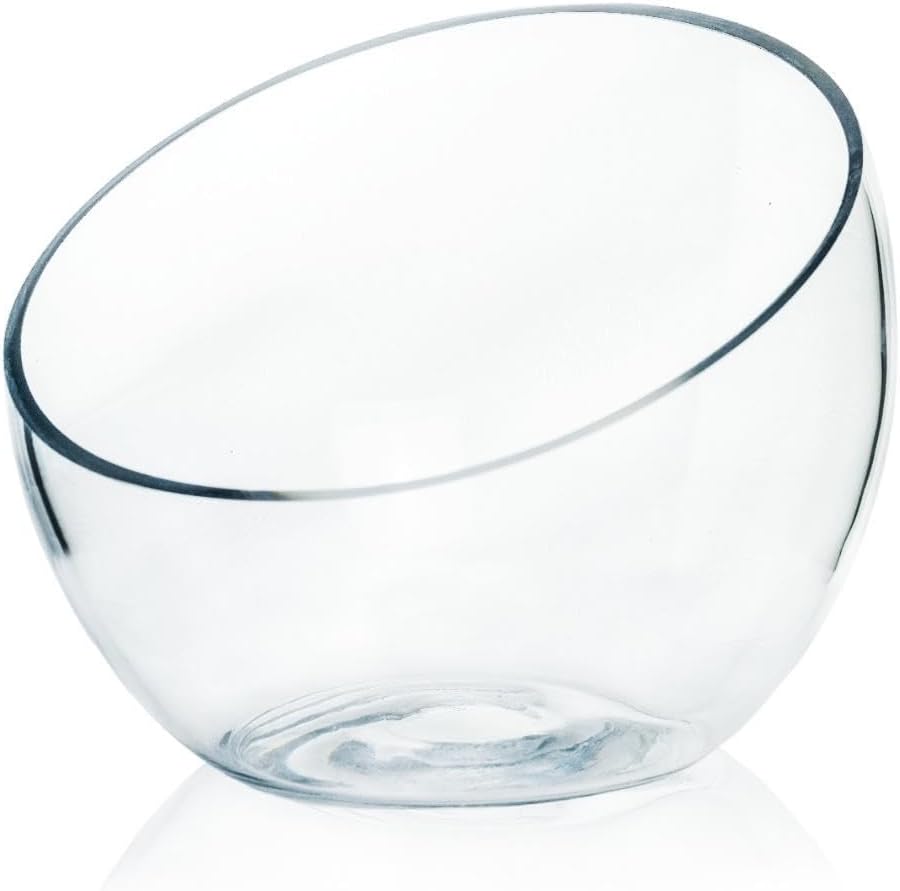 Amazon.com: Craft And Party, Slant Cut Bowl Glass Vase, Glass Fish Bowl ...
