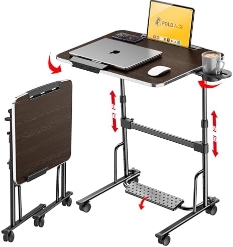 FoldWise Foldable Standing & Rolling Desk - Extra Sturdy Portable Desk ...