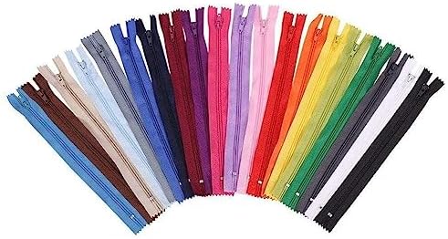 Gemsy Colorful 8-Inch Nylon Zippers | Set of 25, Ideal for Tailoring ...